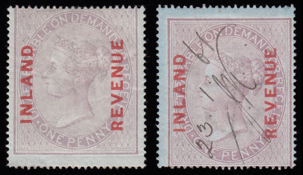 SGF8 1860 1d. Lilac overprinted in red, INLAND REVENUE. Fine o.g ...