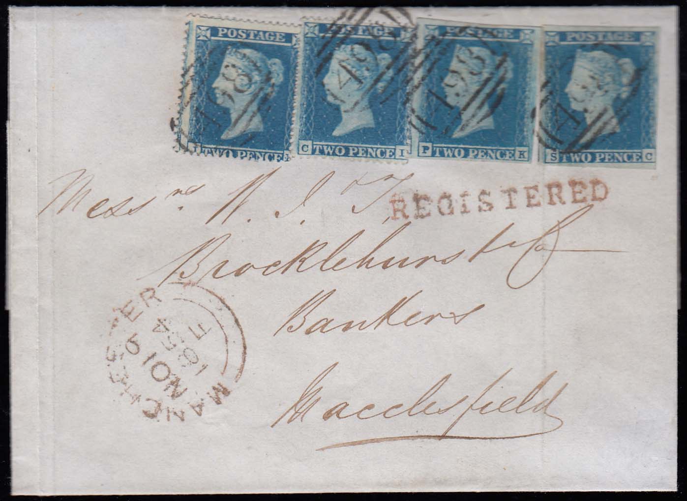SG14 and SG19 1854 Registered wrapper, Manchester to Macclesfield ...