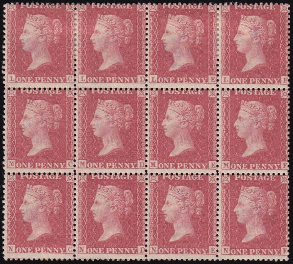 SG39/ 41 1857/ 64 1d. Rose-red, Die II, Alph. III, LC14, plate 47, LC ...