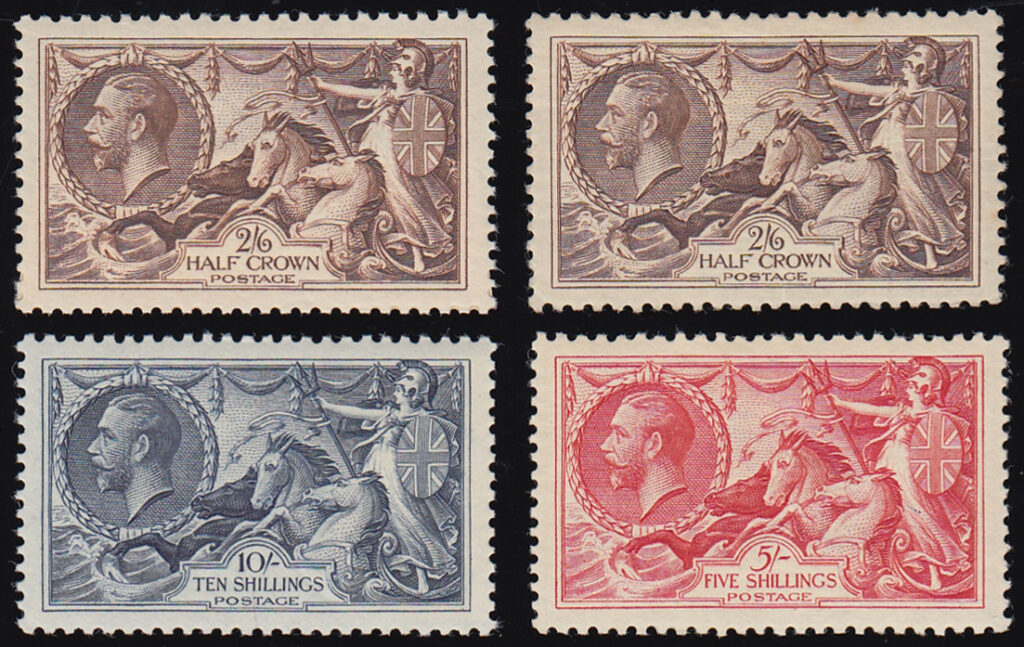 SG450/ SG452 1934 Waterlow re-engraved Seahorses 2/6d. to 10/- Andrew G ...