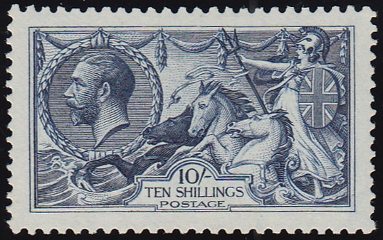 SG402 1913 Waterlow 10/- Indigo-blue, very fine, lightly mounted mint ...